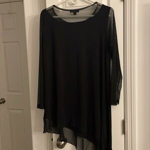 Sun Kim | Dresses | Sun Kim Elegant Black Sheer Sleeve Asymmetrical Hem ...